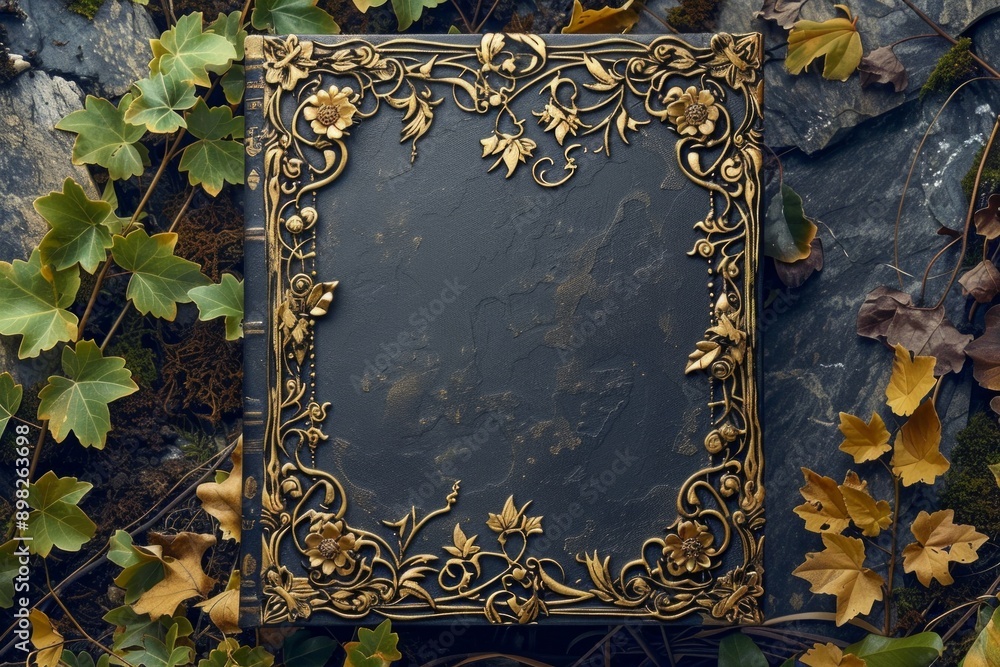 Book cover fairy tale design with gold leaf and magical symbols. Stock ...