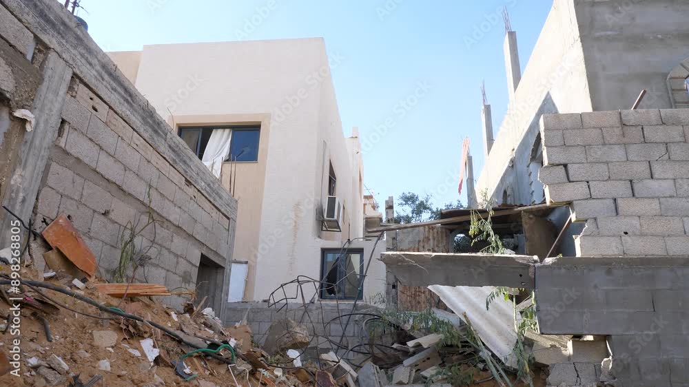 Debris of a building that collapsed due to a missile attack by Israeli ...