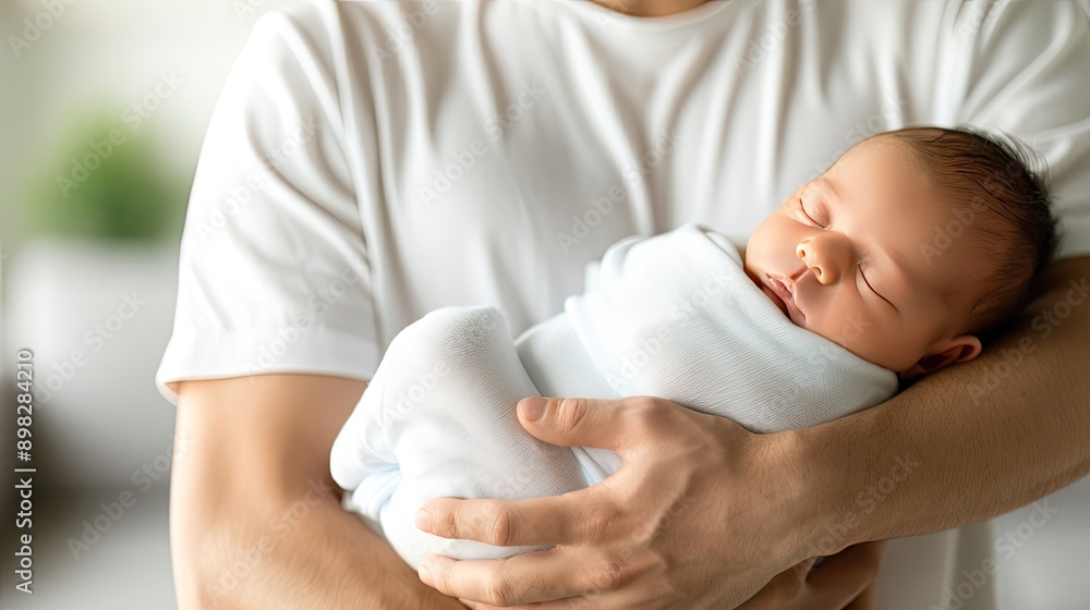 A Photograph Capturing the Tender Moment of a Man Holding a Sleeping ...