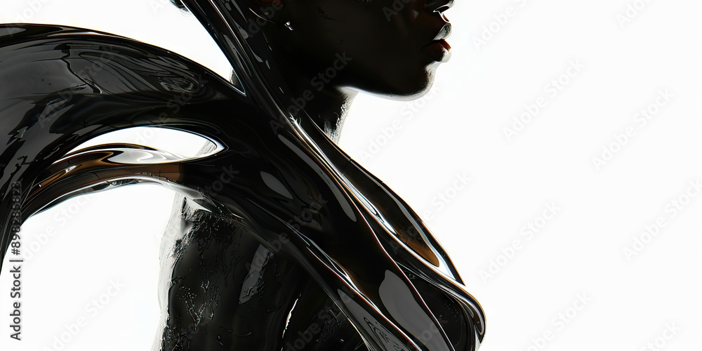 A curvaceous woman in a body-hugging black dress, her voluptuous form ...