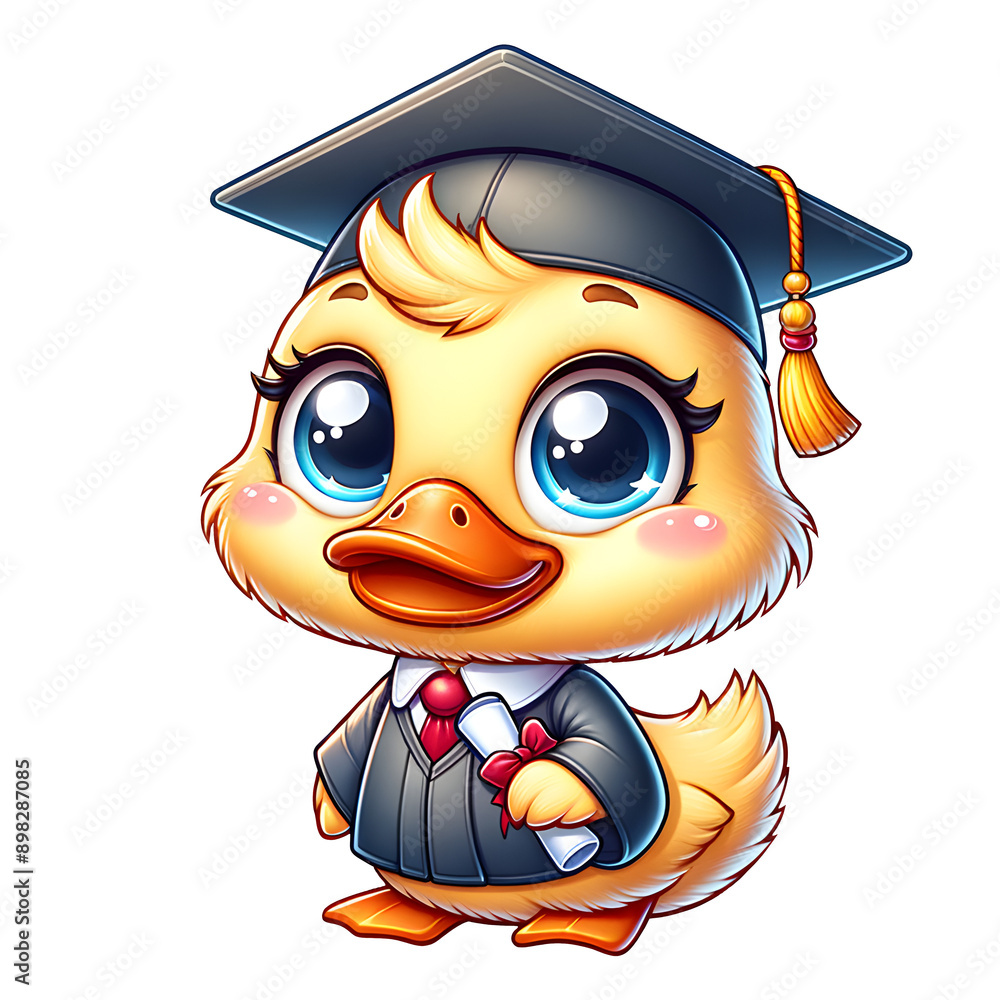 Cartoon illustration (PNG 300 dpi), Duck graduated from university ...