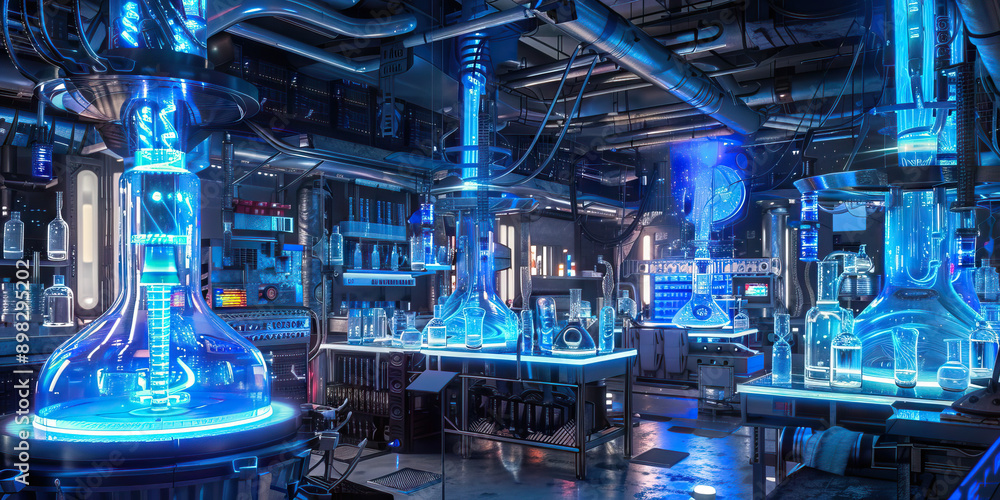 Quantum Leap: A futuristic laboratory filled with beakers, test tubes ...