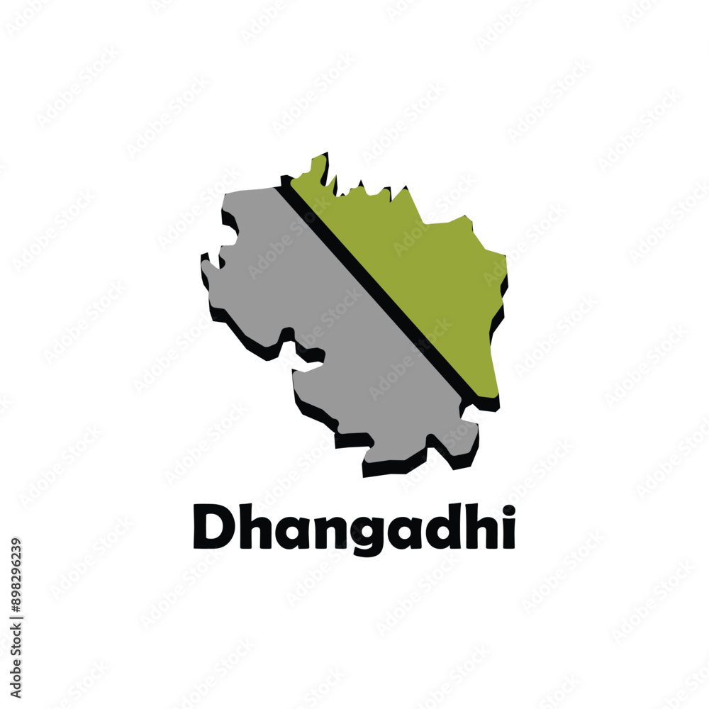 Map City of Dhangadhi, simplified administrative map of Nepal. Borders and names of the regions ...