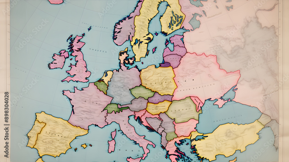Comprehensively Detailed and Color-coded European Map, Highlighting ...