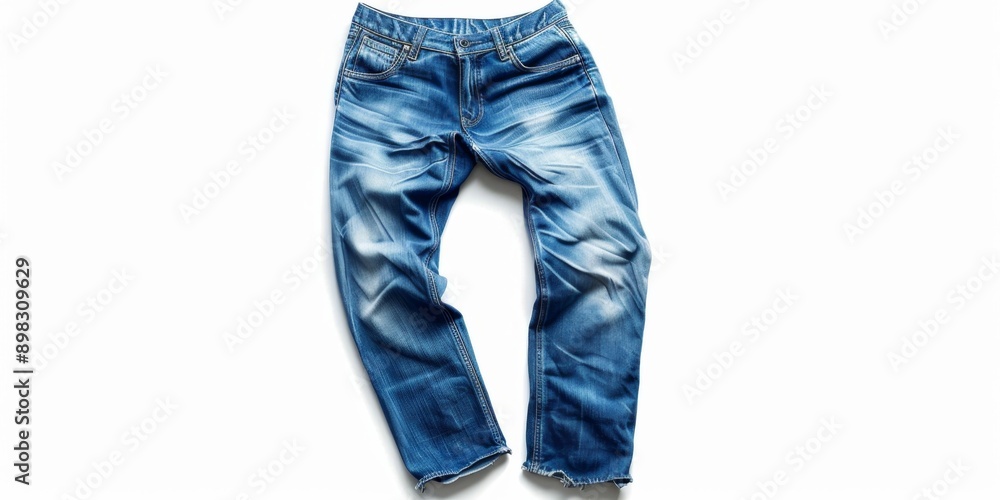 Hyper-Realistic 4K Wallpaper: Isolated Blue Denim Jeans on White ...