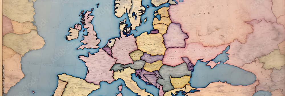 Comprehensively Detailed and Color-coded European Map, Highlighting ...