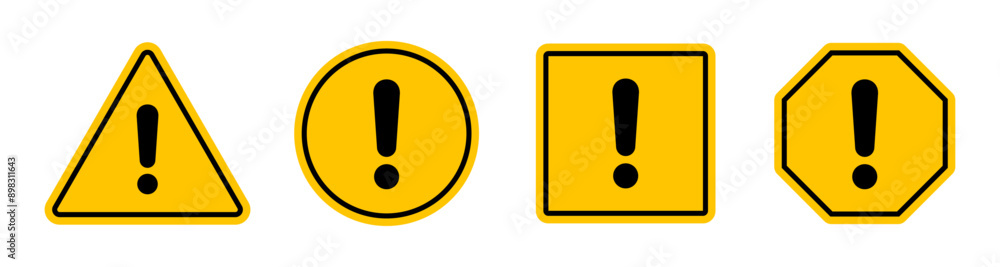 Hazard symbol in yellow color with black exclamatory symbol in ...