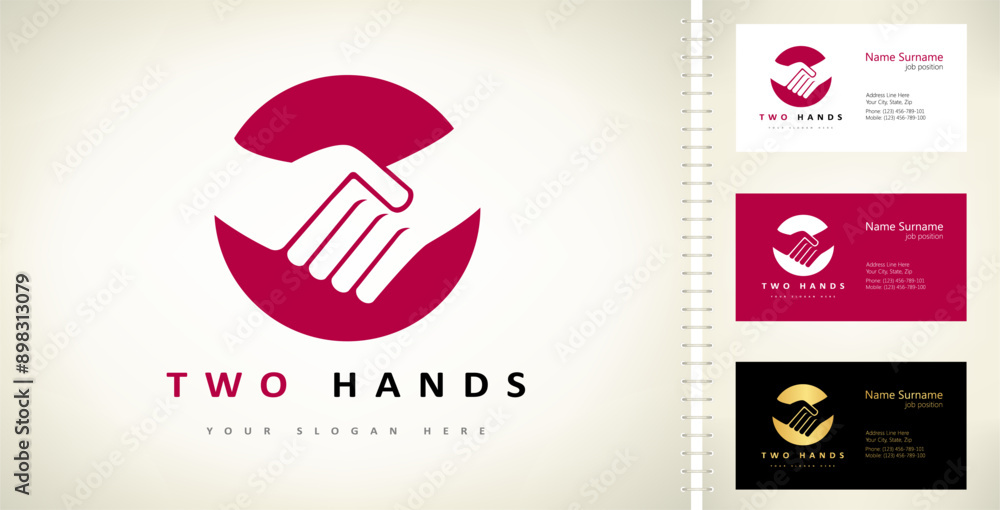Two hands logo vector. Handshake, partnership, cooperation and ...
