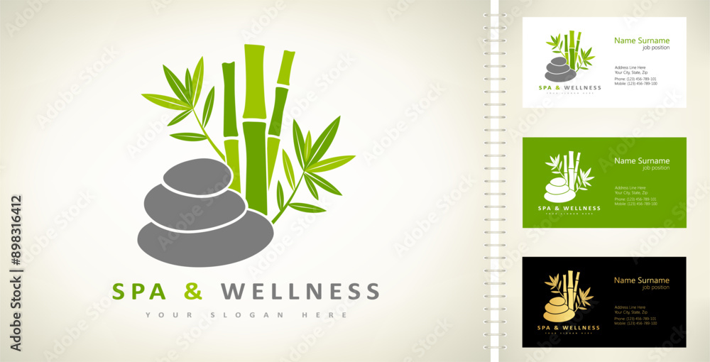 Spa and wellness logo vector. Bamboo and stones for spa design Stock ...