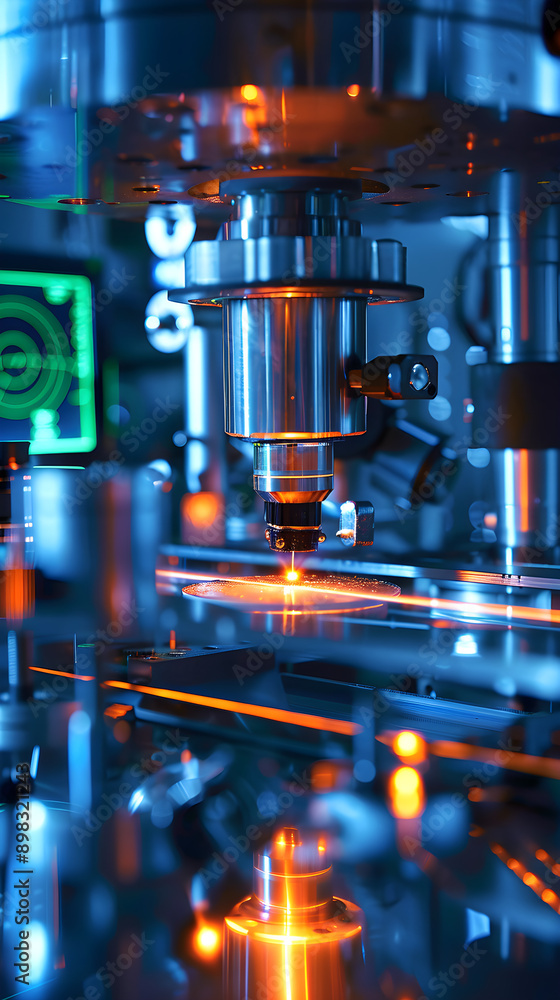 High-Tech Laboratory Showcasing Advanced Laser System and Optical Components in a Precision ...