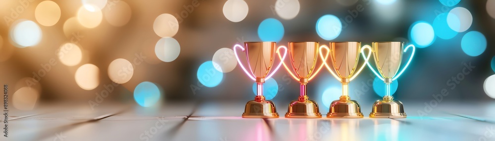 Glowing Employee Recognition A neon awards interface highlighting ...