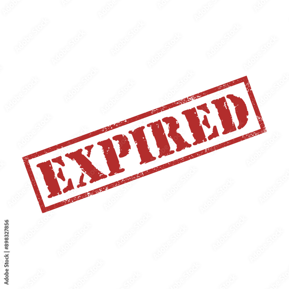 Expired red rubber stamp isolated on white background. Ink sign in ...