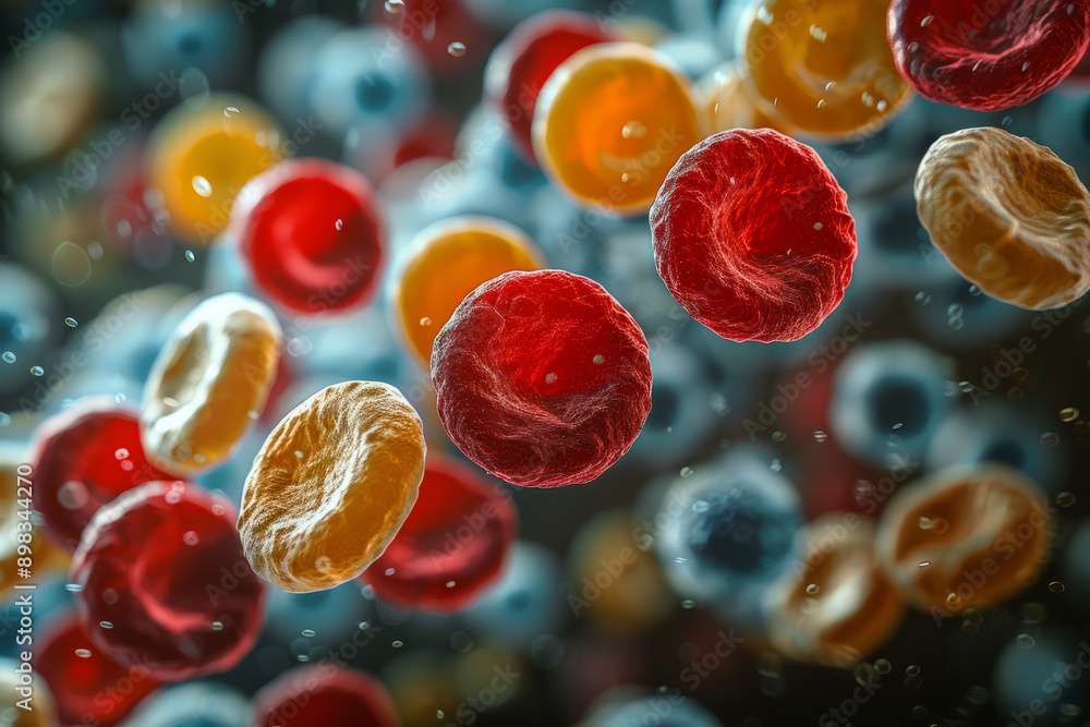 Dynamic representation of a blood smear with swirling patterns of ...