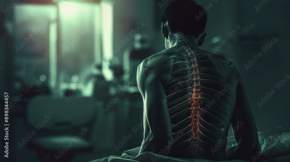 World Day against Pain. a man with a back injury. spinal injury Stock ...