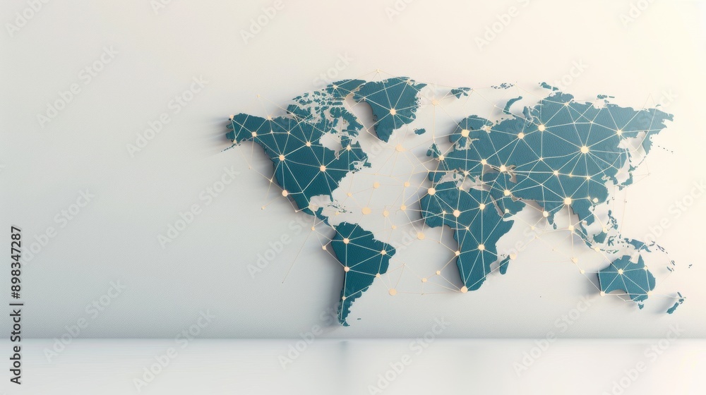 Global Business Expansion Concept with World Map and Connecting Lines ...