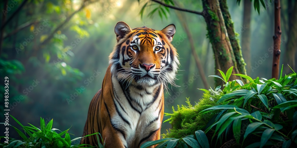 Tigre En La Selva Jungla Naturaleza Natural Sol Fauna Hojas Arboles