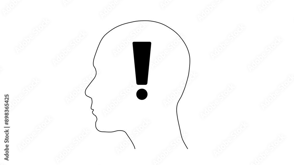 Mental health themed animation. Outline of the side profile of a head ...