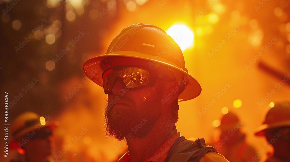 Heat wave, construction workers in hot weather,hot weather shines a ...