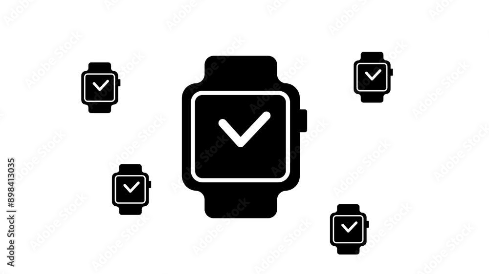 Zoom in and out animation the smart watch symbol. Large black symbol in ...