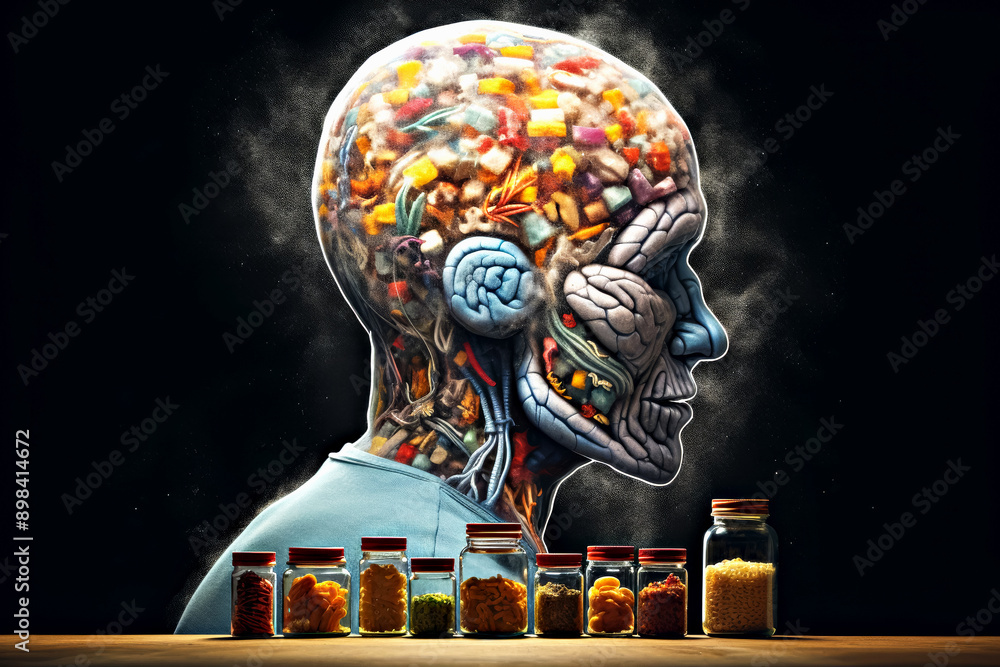 Conceptual depiction of human brain heavily influenced by harmful ...