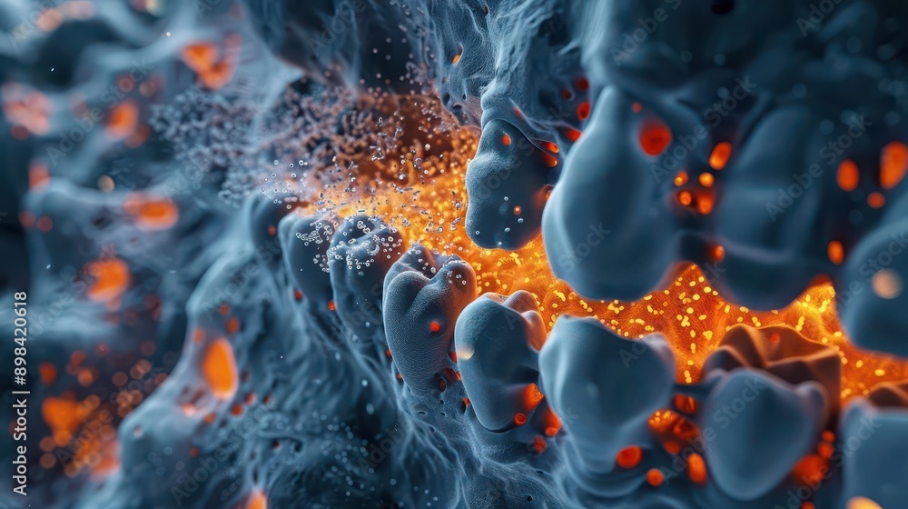 microscopic view of titanium dental implant fusing with jaw bone ...