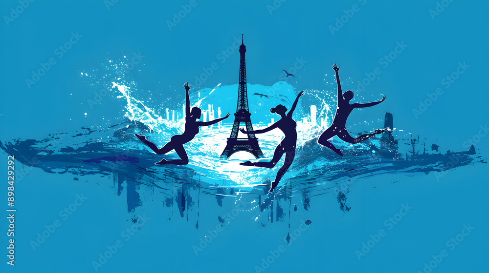 Artistic Swimming: A minimalistic illustration of a synchronized ...