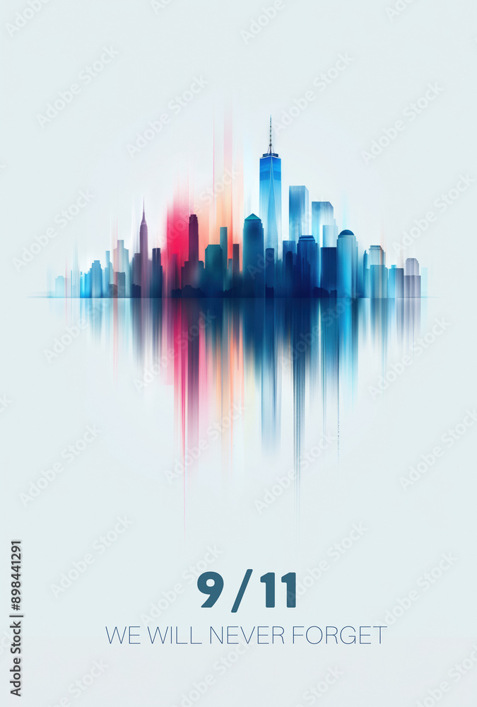 "We Will Never Forget" minimalist 9/11 tribute featuring an abstract ...