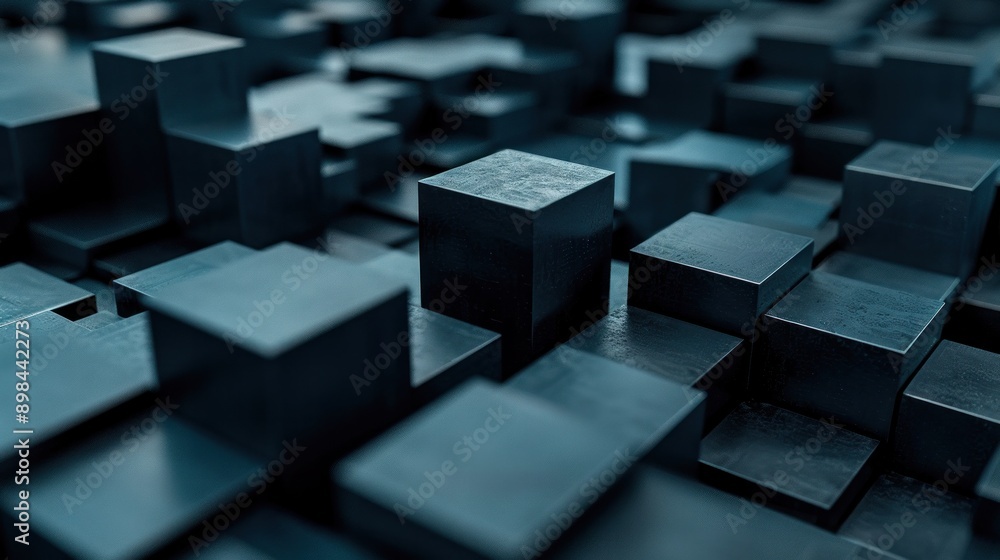 Isometric dark blocks creating a modern, abstract 3D background for ...