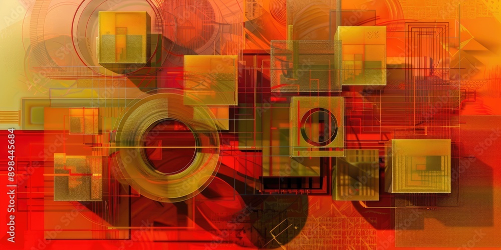 The abstract picture of the red shape repetitive pattern polygon geometry in the background ...