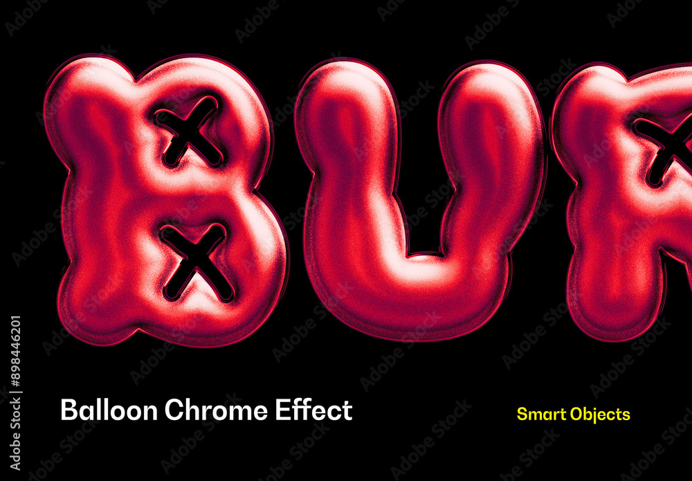 Ballon Glitter Chrome Text Effect Mockup Stock Template | Adobe Stock