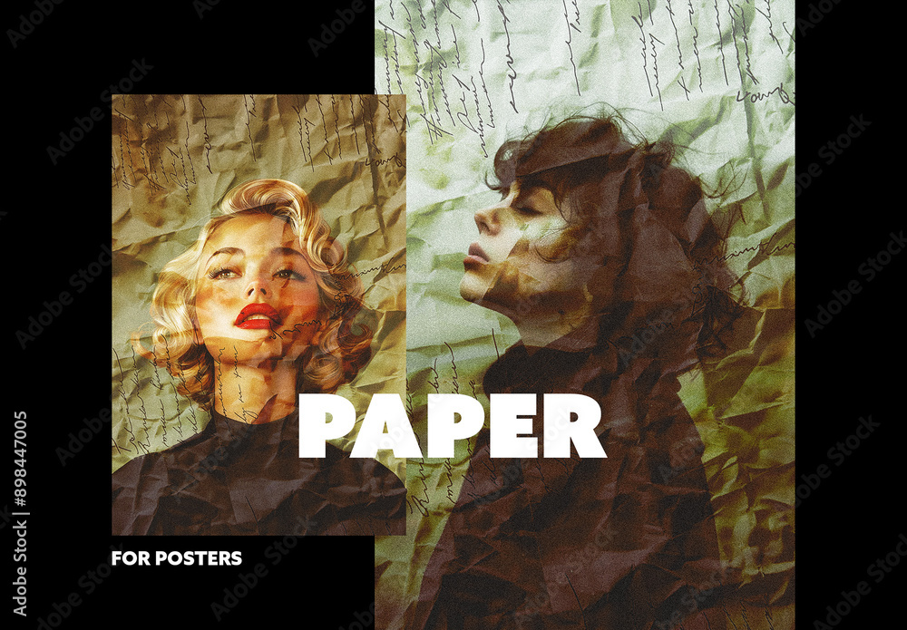 Crumpled Paper Overlay Poster Photo Effect Mockup With Generative AI ...