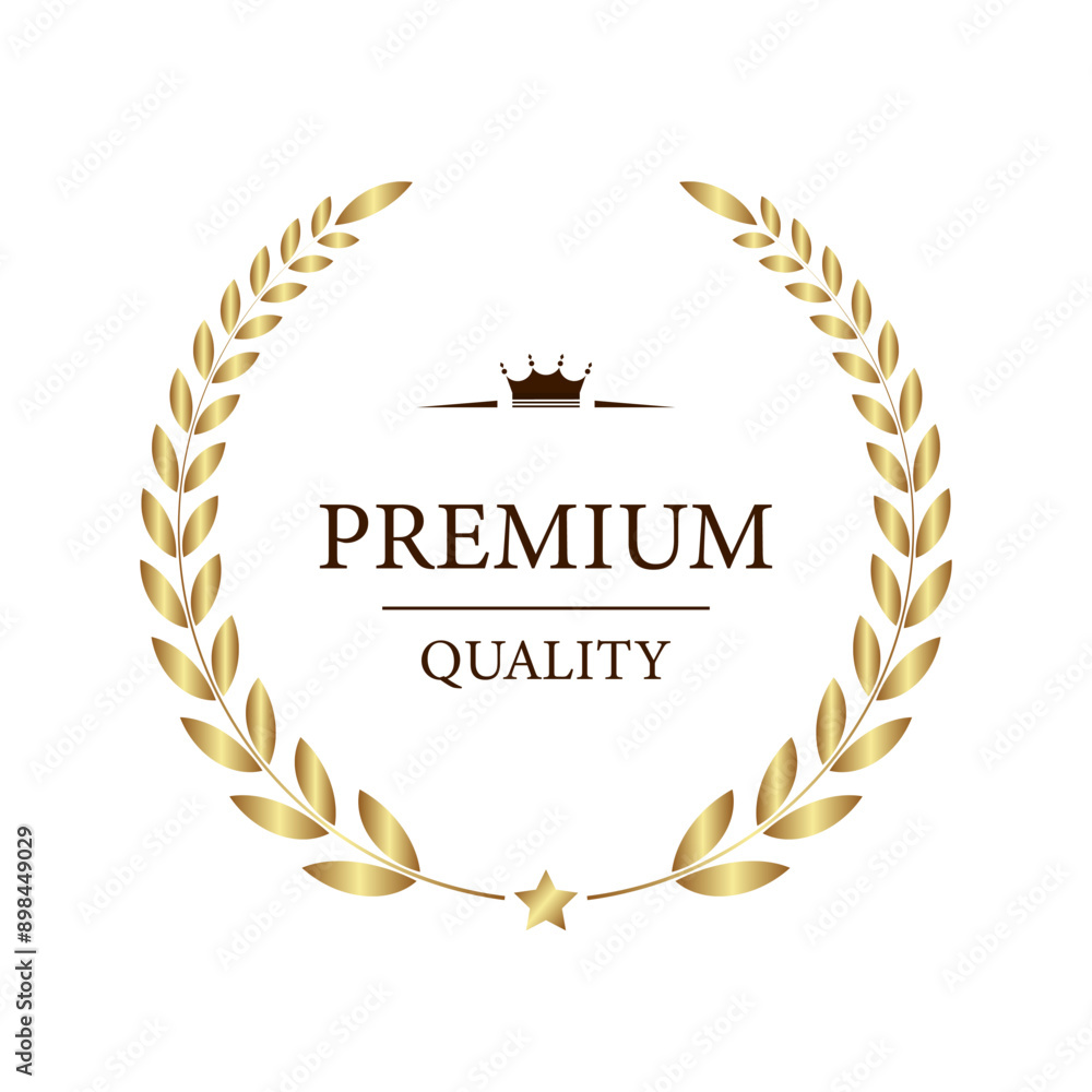 Golden laurel icon, symbol of victory, success. Golden design elements ...