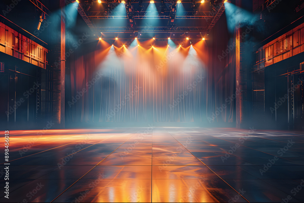 Theater stage light background with spotlight illuminated stage for ...