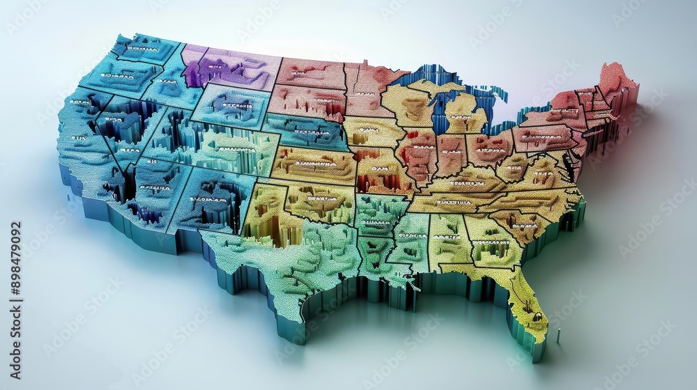 Interactive digital map of the USA displaying population density by ...