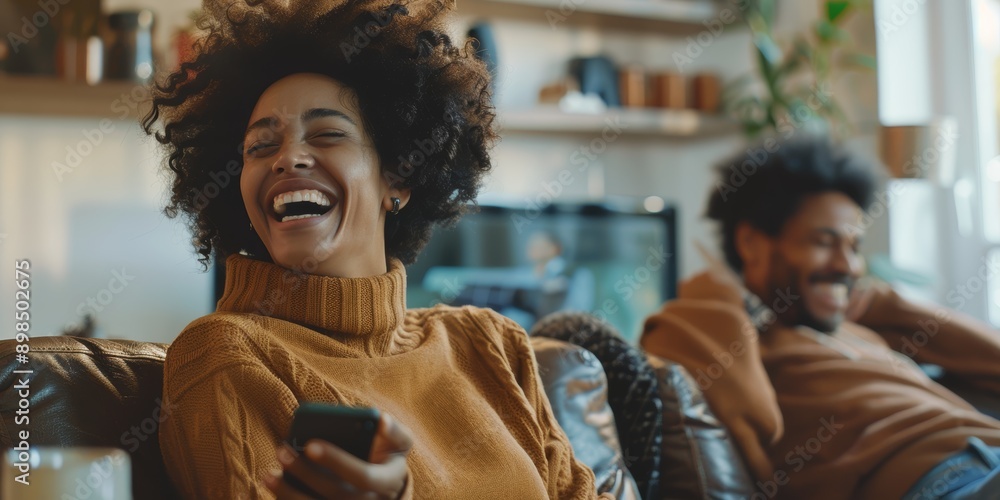 Women giggling on video calls for jokes, memes, and home communication ...