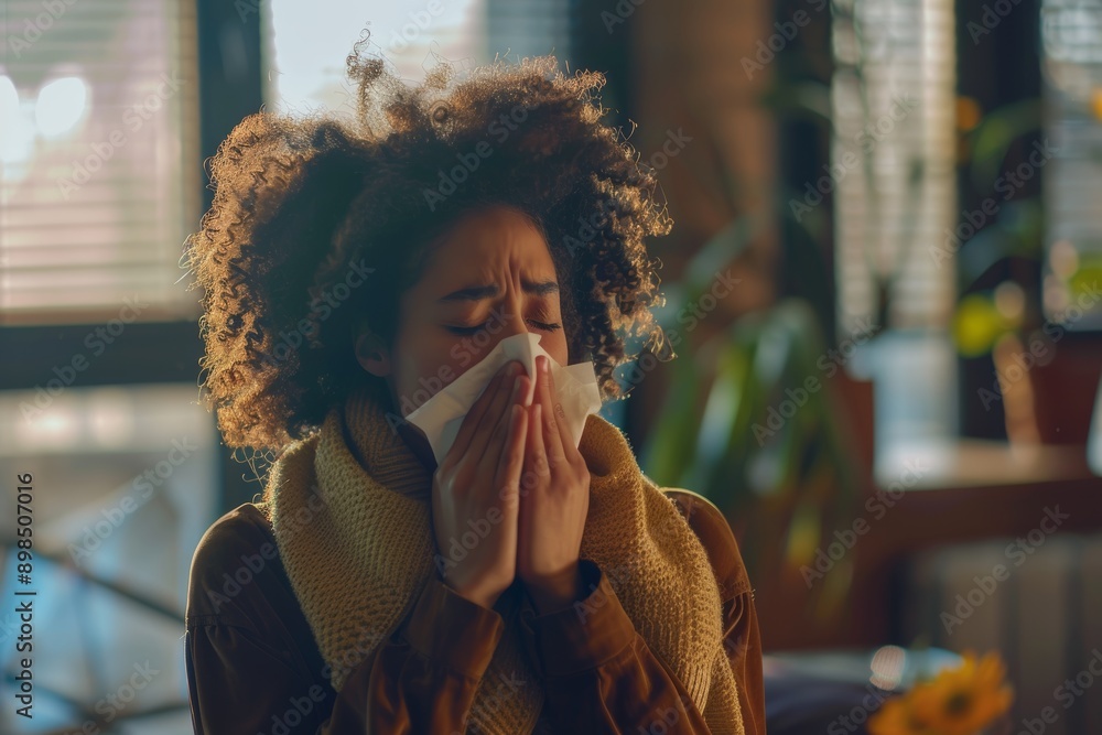 Organization, virus, woman with tissue, sneeze, disease, overworked ...