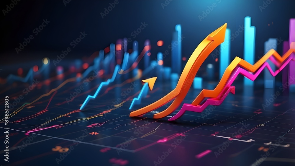 Growth chart as a business plan Up arrow graph finance stock market or ...