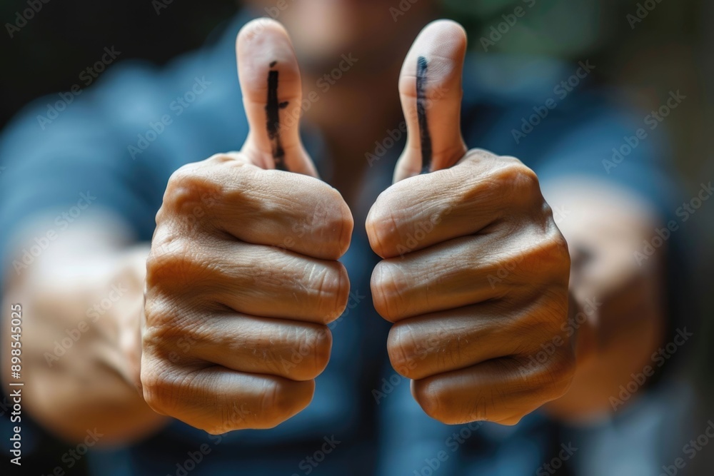 thumbs up with ink elections voting for mayor president senator ...