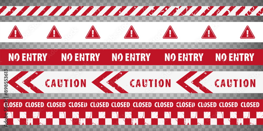 Red and white police stripe border, construction, caution, closed, no ...