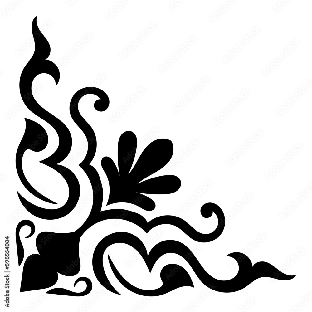 Elegant Black and White Corner Design: A sophisticated flourish for ...