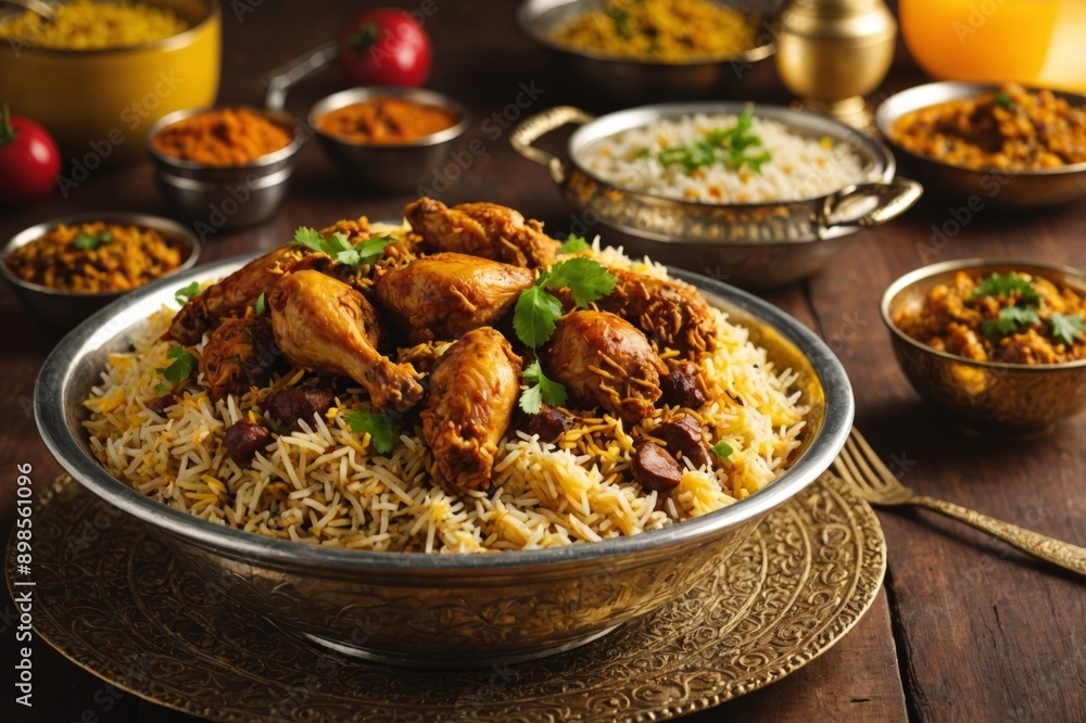 Chicken biryani Spicy Indian Malabar biryani Hyderabadi biryani, Dum ...