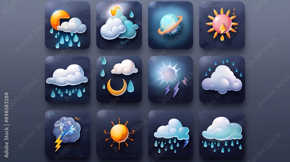 Comprehensive Weather Condition Icons for Forecasting and Informational ...