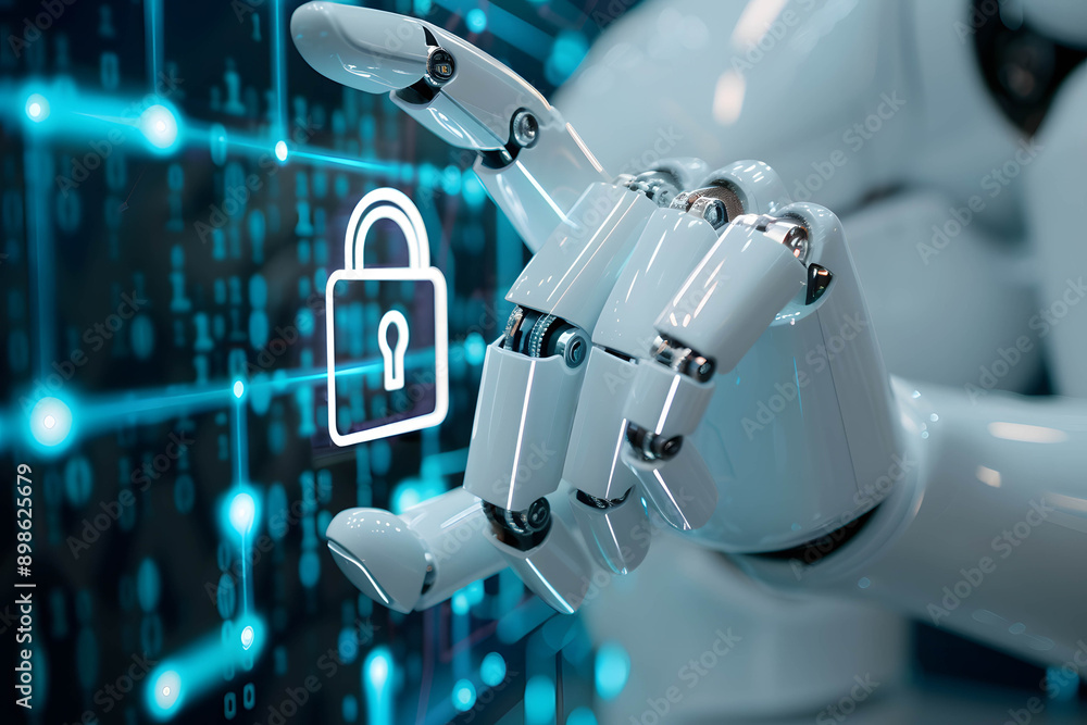 Using AI to help improve security systems effectively concept, white ...