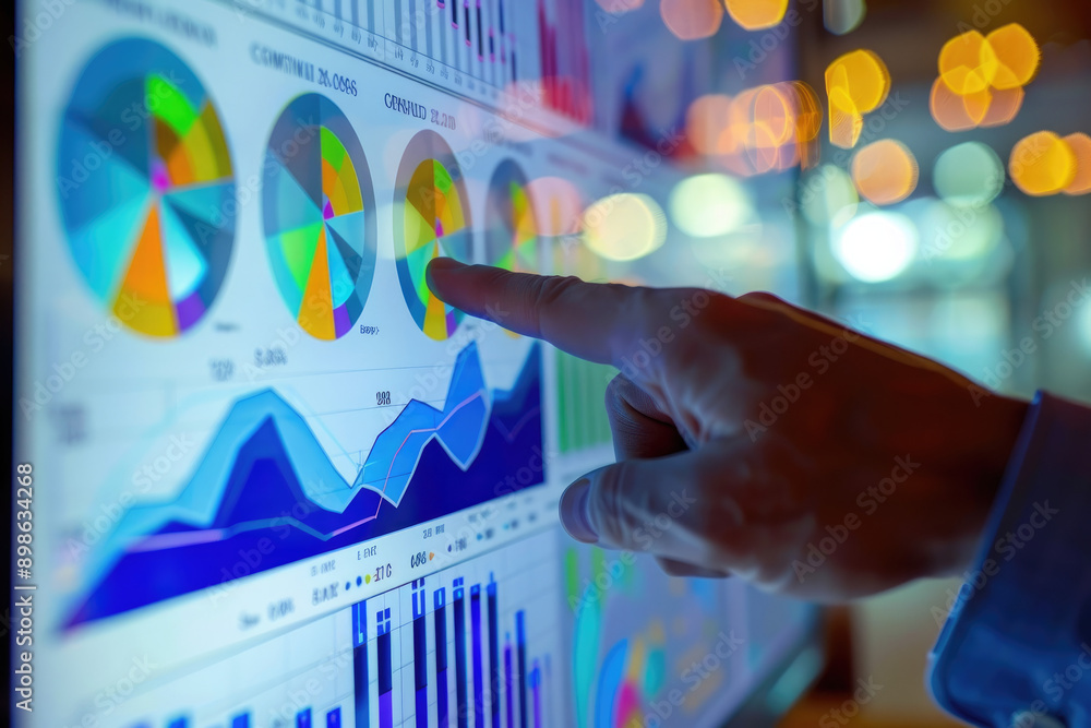 Person presenting data with interactive charts and graphs Stock Photo ...