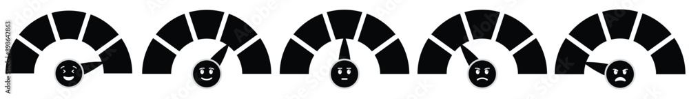 Scale meter level, barometer mood icons. Vector dial gauges ...