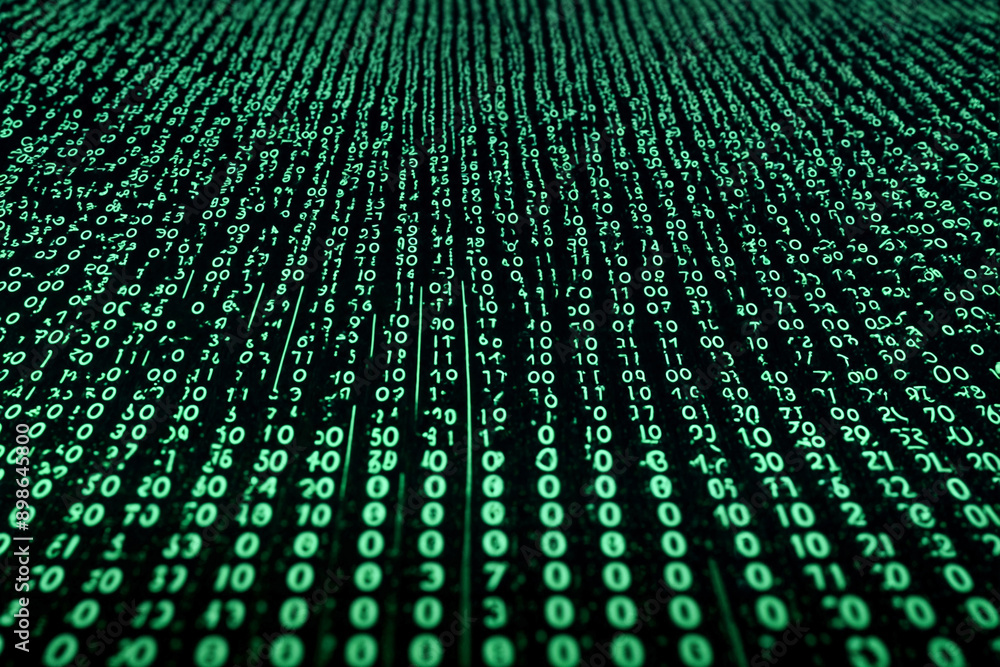 Abstract futuristic cyberspace with binary code, digital matrix ...