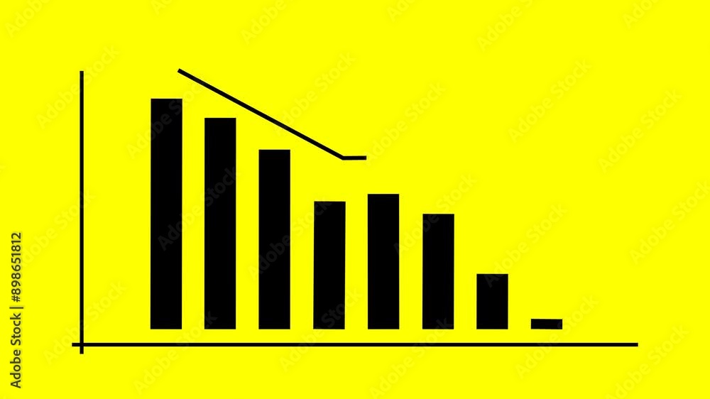 Descending statistical curve on transparent background. Animated ...
