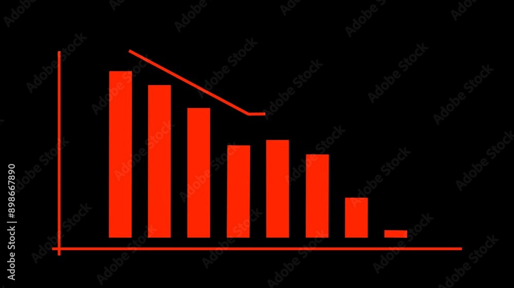 Descending statistical curve on transparent background. Animated ...