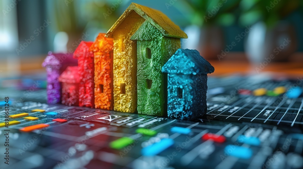 Design Meets Efficiency: 3D Energy Rating Chart Over Blueprint Plans ...