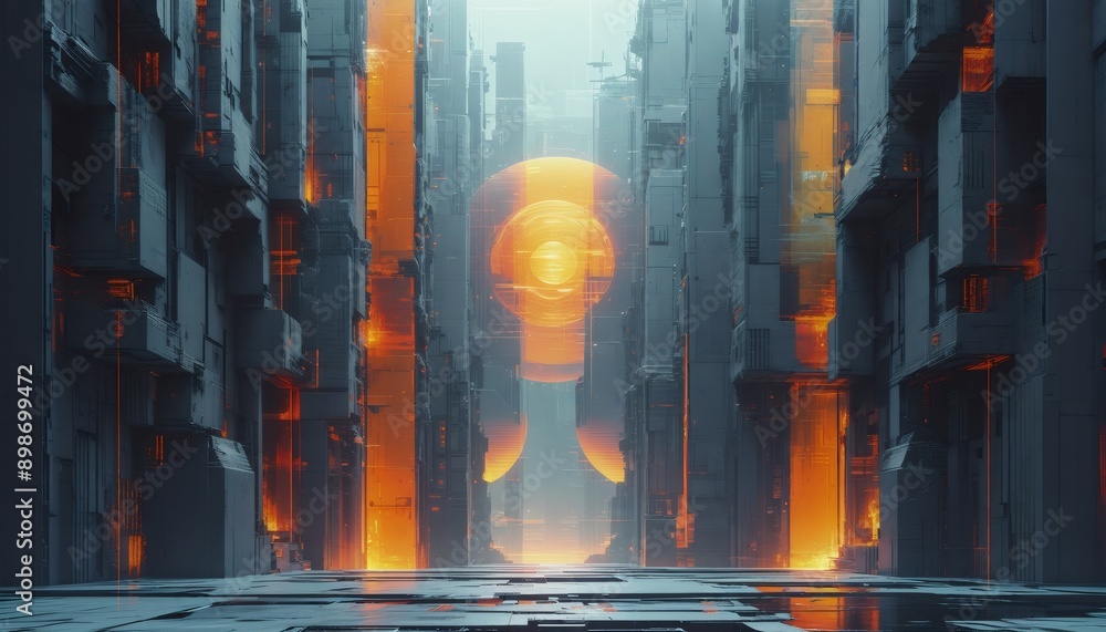 abstract geometric forms in central view, layered gradients and noise ...